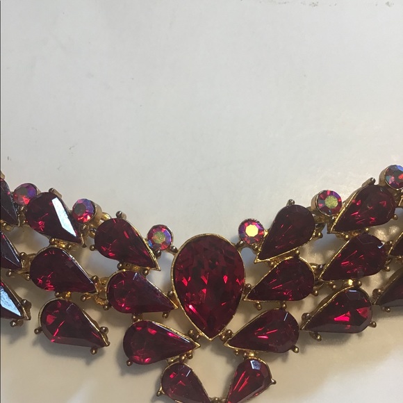 Jewelry | Vintage Red Costume Jewelry Set Pierced Earrings Necklace ...